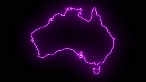 Neon Map of Australia, Australia outline... | Stock Video | Pond5