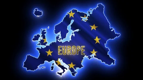 Neon map of Europe continent. Shinny abs... | Stock Video | Pond5