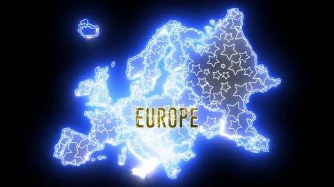 Neon map of Europe continent. Shinny abs... | Stock Video | Pond5