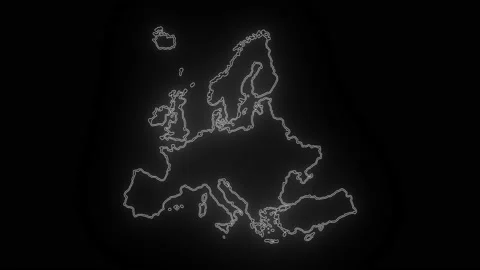 Neon Map of Europe, Europe outline, Anim... | Stock Video | Pond5