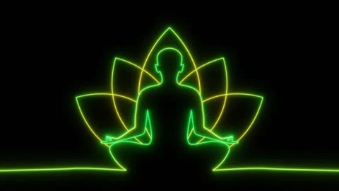 Neon meditation yoga sign loop animation... | Stock Video | Pond5