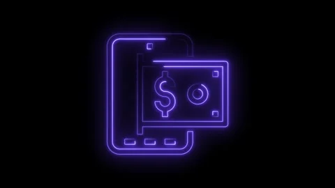 Neon mobile banking app icon revealing d... | Stock Video | Pond5
