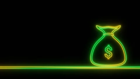 Neon money bag savings loop animation | Stock Video | Pond5