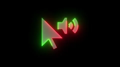 Neon mouse cursor loud speaker icon gree... | Stock Video | Pond5