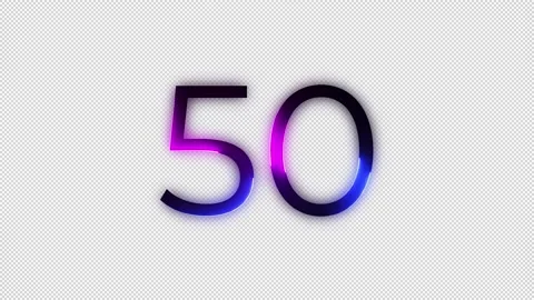 Neon number 50 with alpha channel, neon ... | Stock Video | Pond5