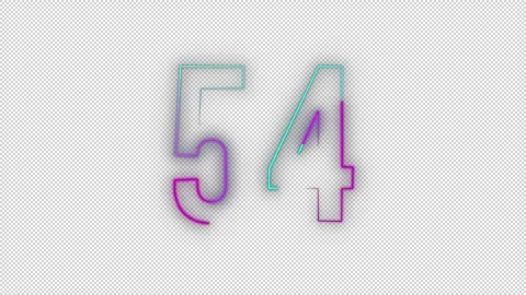 Neon number 54 with alpha channel, neon ... | Stock Video | Pond5