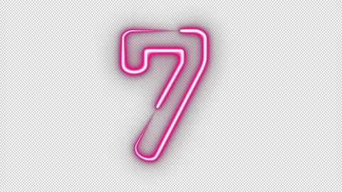 Neon numbers seven glowing on an alpha c... | Stock Video | Pond5