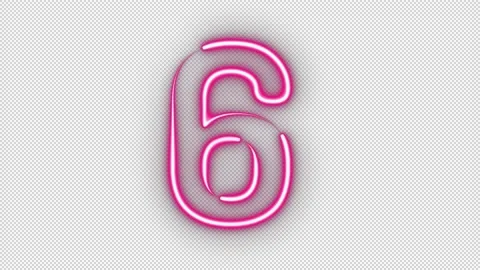 Neon numbers six glowing on an alpha cha... | Stock Video | Pond5