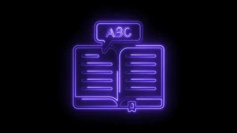 Neon open book animation with abc icon g... | Stock Video | Pond5