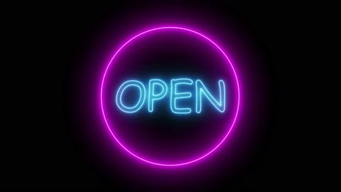 Neon open sign animation on black backgr... | Stock Video | Pond5