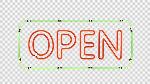 Neon Open Sign Animation, transparent ba... | Stock Video | Pond5