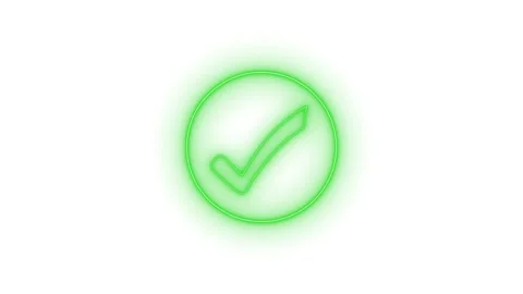 Neon Outline Circle Check Mark Symbol Gl... | Stock Video | Pond5