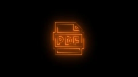 Neon PDF icon glowing black background a... | Stock Video | Pond5