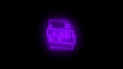 Neon PDF icon glowing black background a... | Stock Video | Pond5
