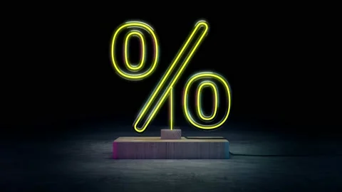 Neon Percent Sign with illumination on a... | Stock Video | Pond5