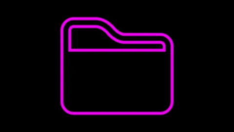 Neon Pink Folder Icon on Black Backgroun... | Stock Video | Pond5