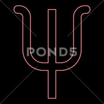Neon psi greek symbol small letter lowercase font red color vector ...