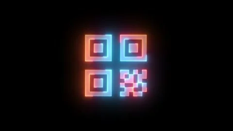 Neon QR code icon brown cyan color glowi... | Stock Video | Pond5