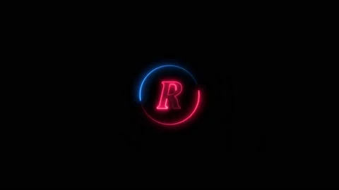 Neon R letter intro animated black backg... | Stock Video | Pond5