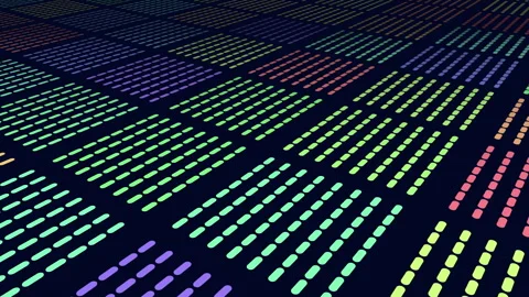 Neon rainbow dots pattern in rows on bla... | Stock Video | Pond5