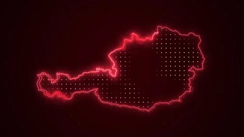 Neon Red Austria Map Borders Outline Loo... | Stock Video | Pond5