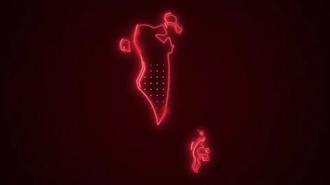 Neon Red Bahrain Map Borders Outline Loo... | Stock Video | Pond5