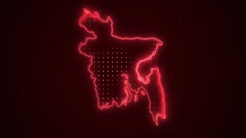 Neon Red Bangladesh Map Borders Outline ... | Stock Video | Pond5