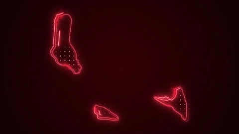 Neon Red Comoros Map Borders Outline Loo... | Stock Video | Pond5