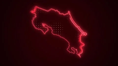 Neon Red Costa Rica Map Borders Outline ... | Stock Video | Pond5