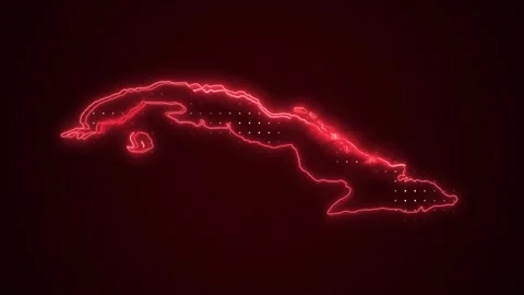 Neon Red Cuba Map Borders Outline Loop B... | Stock Video | Pond5