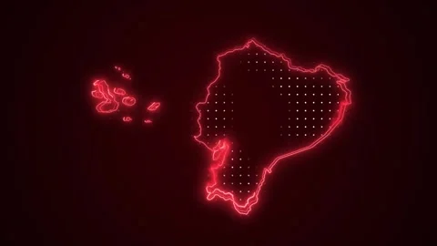 Neon Red Ecuador Map Borders Outline Loo... | Stock Video | Pond5