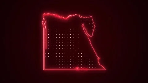 Neon Red Egypt Map Borders Outline Loop ... | Stock Video | Pond5