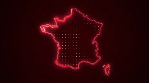 Neon Red France Map Borders Outline Loop... | Stock Video | Pond5