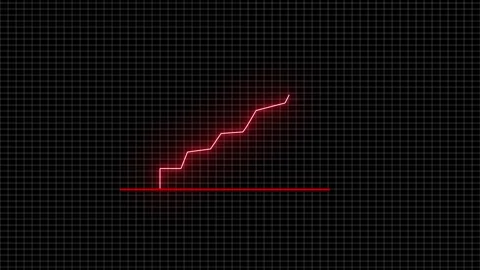 Neon red glowing line graph animated on ... | Stock Video | Pond5