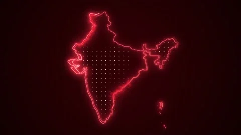 Neon Red India Map Borders Outline Loop ... | Stock Video | Pond5