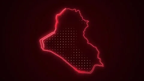 Neon Red Iraq Map Borders Outline Loop B... | Stock Video | Pond5