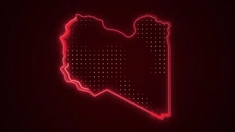 Neon Red Libya Map Borders Outline Loop ... | Stock Video | Pond5