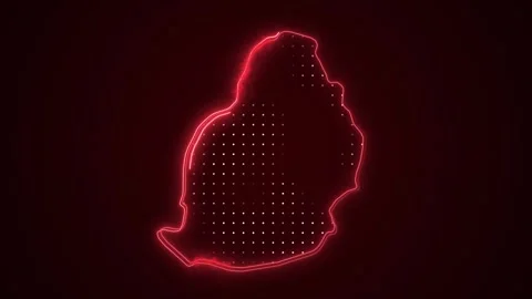 Neon Red Mauritius Map Borders Outline L... | Stock Video | Pond5