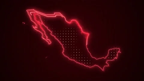 Neon Red Mexico Map Borders Outline Loop... | Stock Video | Pond5