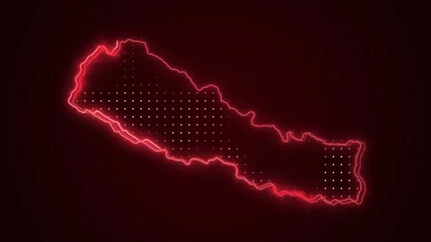 Neon Red Nepal Map Borders Outline Loop ... | Stock Video | Pond5