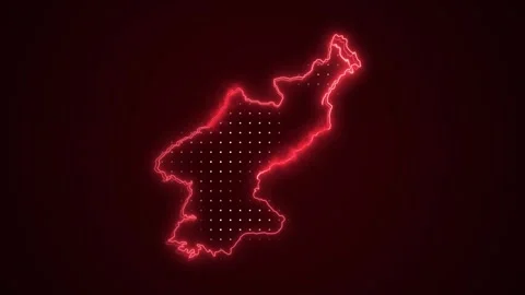 Neon Red North Korea Map Borders Outline... | Stock Video | Pond5