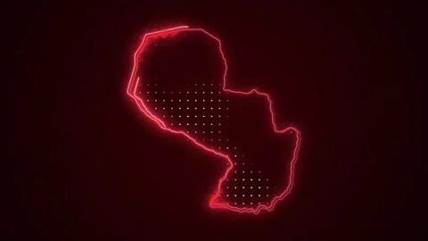 Neon Red Paraguay Map Borders Outline Lo... | Stock Video | Pond5