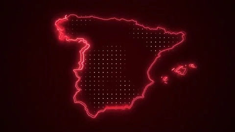 Neon Red Spain Map Borders Outline Loop ... | Stock Video | Pond5