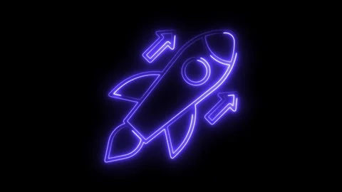 Neon rocket launch with upward arrows an... | Stock Video | Pond5