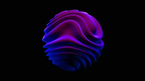 Neon rotating sphere with moving waving ... | Stock Video | Pond5