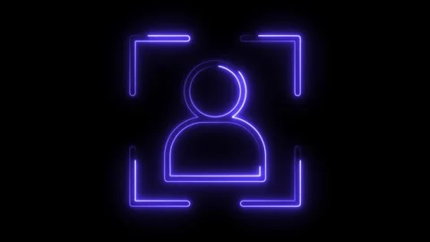Neon scan icon for face recognition and ... | Stock Video | Pond5