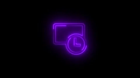 Neon screen time icon glowing black back... | Stock Video | Pond5
