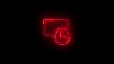 Neon screen time icon glowing black back... | Stock Video | Pond5