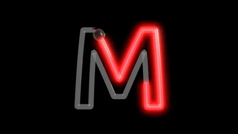 Neon script word Themed Font Letter M | Stock Video | Pond5