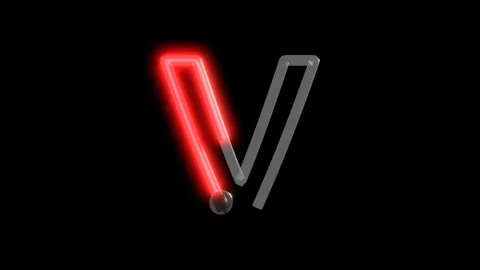 Neon script word Themed Font Letter V | Stock Video | Pond5
